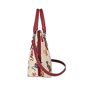 Signare Tapestry Hand & Shoulder Bag for Women |Fashionable Cross Body bag Purses for Woman |Satchel Bag for Women Girls Teen Cat Design | CONV-CHEKY