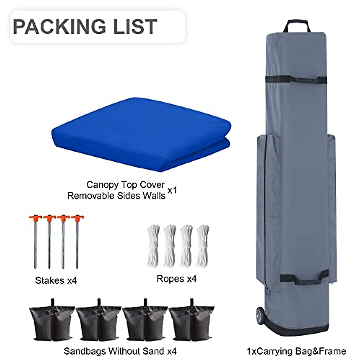 OUTDOOR WIND Pop Up Canopy Tent Commercial 10'x10' Enclosed Instant Canopy Tent Market stall with Removable Sides Walls(Blue)