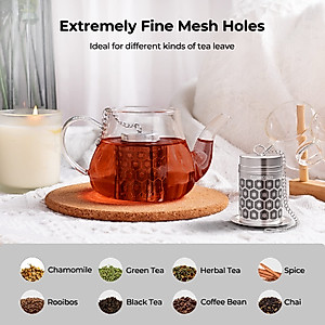 Reinmoson Tea Strainers for Loose Tea, Extra Fine Mesh Tea Infuser for Loose Leaf Tea, 304 Stainless Steel & Updated Slim Threaded Lid, Loose Leaf Tea Steeper for Black Tea, Rooibos, etc