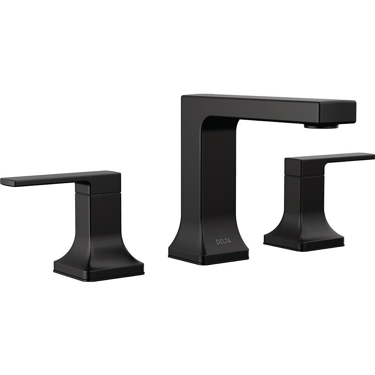 Delta Faucet Velum Widespread Bathroom Faucet 3 Hole, Black Bathroom Sink Faucet, 2 Handle Bathroom Faucet, Bath Faucet, Pop-Up Drain Assembly, Matte Black 3537LF-BLMPU