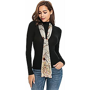 GERINLY Lightweight Scarves and Wraps Birds Florals Scarf for Women Christmas Gift Cardinal Accessories (Beige)