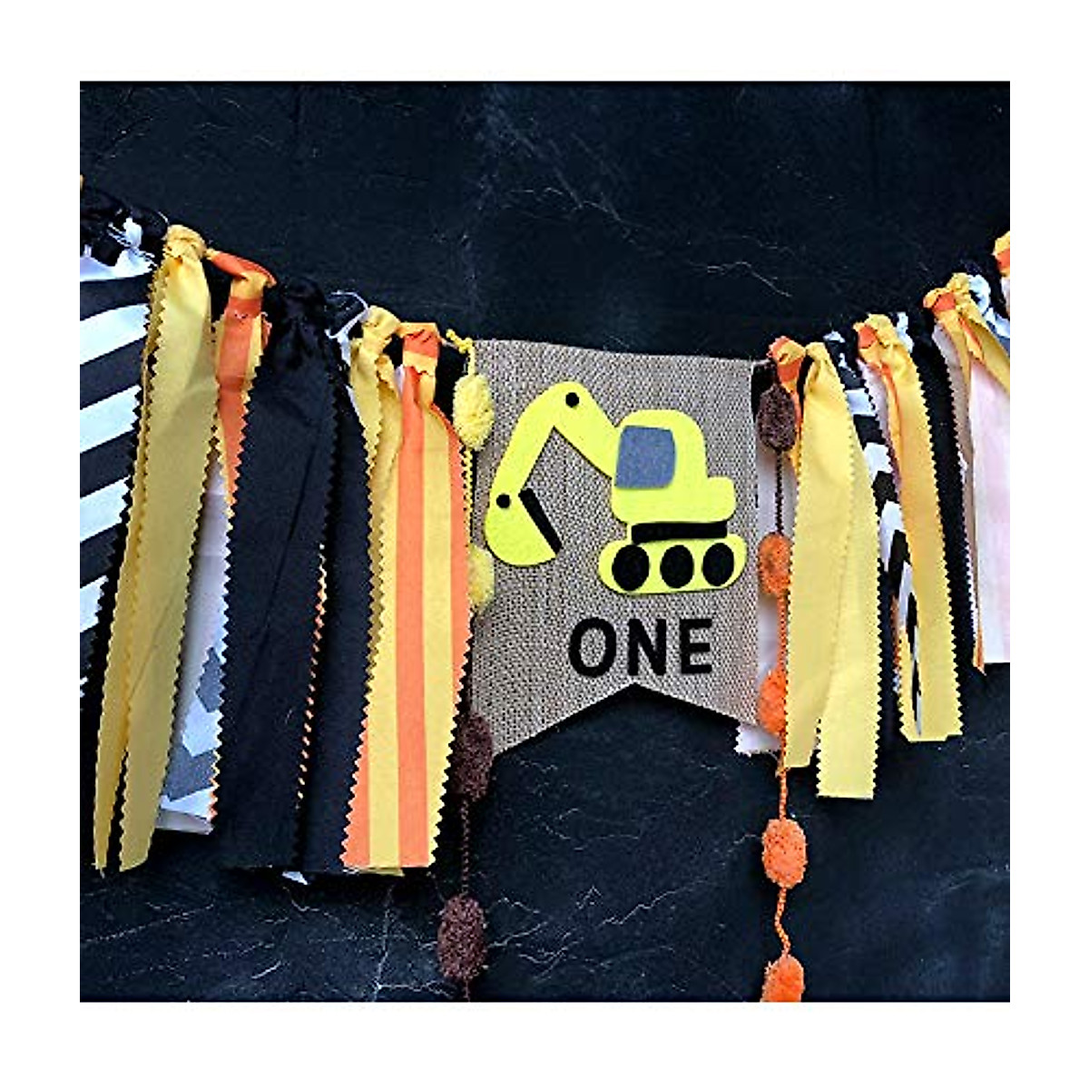 Construction Themed Highchair Banner for First Birthday Smash Cake Photo Shoot,Party Supplies and Decorations for Baby Boy's 1st Year Bday,Chair Garland for Picture Backdrop,Pre-assembles No Need DIY