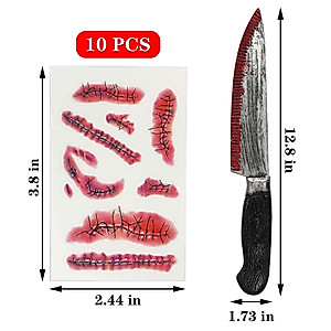 Halloween Knife Prop Chuckys Tattoo Halloween Scars Fake Stitches Chuckys Makeup Kit Fake Knife Toy Face Scars Temporary Tattoo Chuckys Costume Accessories