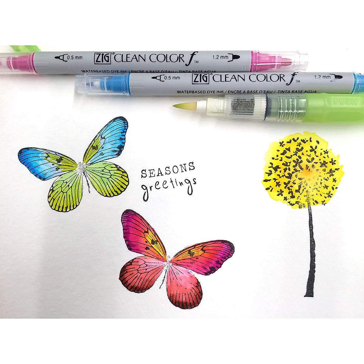 Kuretake ZIG CLEAN COLOR f 36 colors set, 0.5 mm & 1.2 mm, AP-Certified, Odourless, Xylene Free, Suitable for dark paper, Perfect for illustrating, sketching, designing and cartooning. Made in Japan