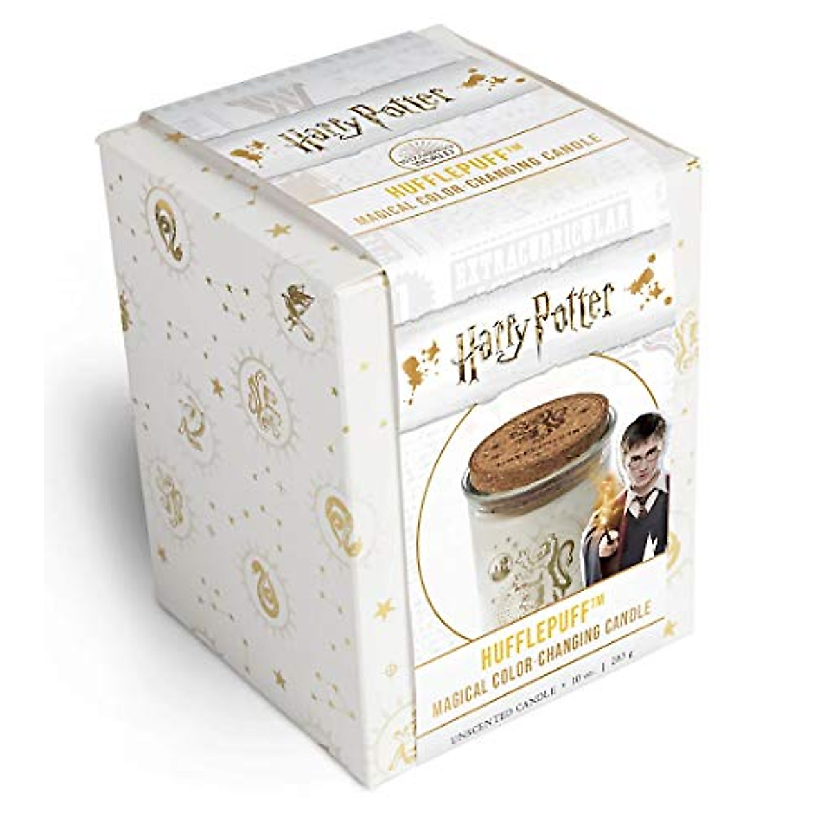 Harry Potter Color Changing Hufflepuff Candle, Large 10 oz - Wax Turns from White to Yellow When Lit - Soy Wax, Unscented - Great Gift for Harry Potter Fans