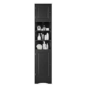 Merax Corner Cabinet Freestanding Floor Bathroom Storage Space Saver with Doors and Adjustable Shelves for Home, Kitchen, Tall Slim