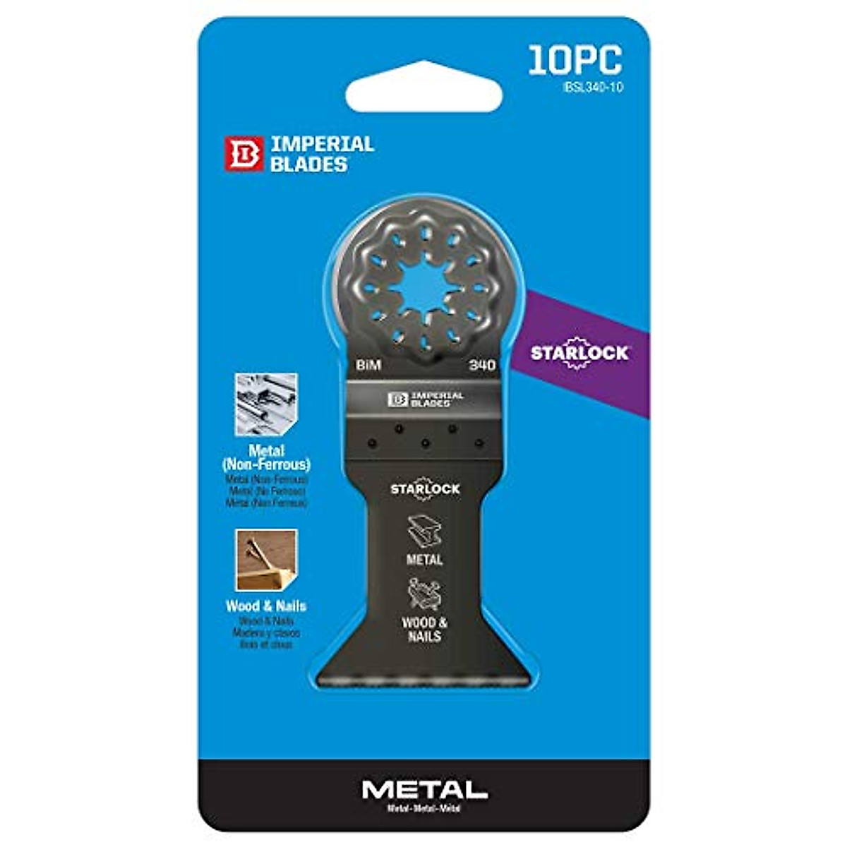 Starlock™ 1-3/4" Multi-Material Metal/Wood Oscillating Multi-Tool Blade, 10PC (Fits: Bosch and Fein. Also fits non-Starlock multi-tools: Milwaukee, Ridgid, Makita, Rockwell and more)
