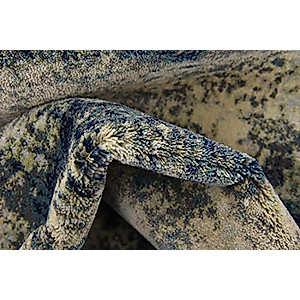 Unique Loom Mystic Collection Area Rug - Seine (2'x 6' Runner, Navy Blue/ Beige)