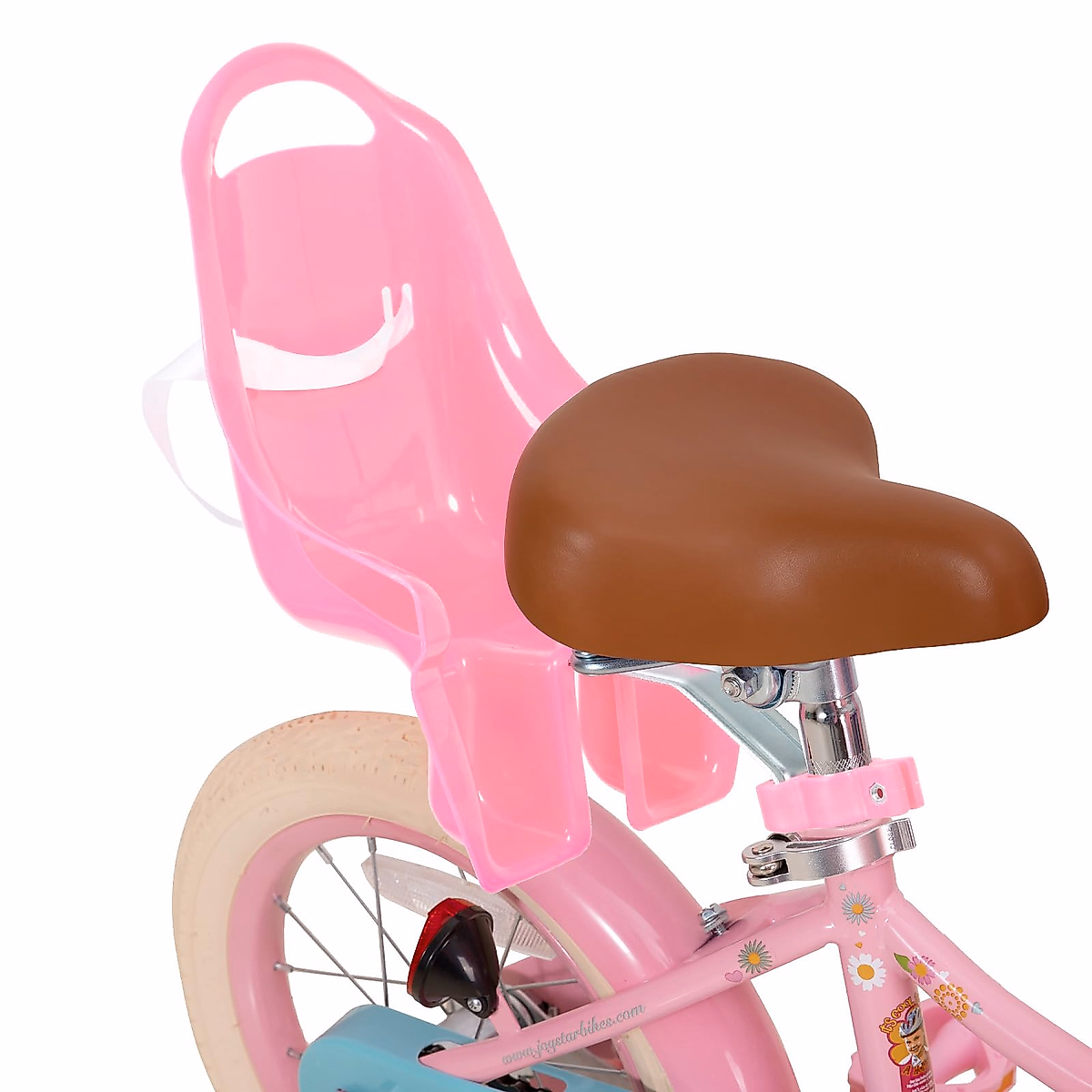 JOYSTAR 14 Inch Kids Bike Little Daisy Girls Bike with Training Wheels Doll Bike Seat Basket & Streamers Princess Kids Bicycle for Girls Toddler Bike 3-5 Years Pink