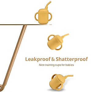 Mintlyfe Baby Trainer Cup, Silicone Training Cup with Handles Lid and Straw, BPA-Free, Unbreakable, Spill Proof and Non-Slip Handles Sippy Cup for Toddlers, 4 oz, Pack of 2