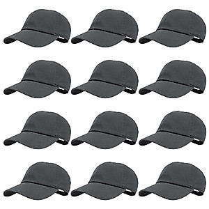 Gelante Baseball Caps Hats 100% Cotton Plain Blank Adjustable Size Wholesale Bulk of 12 Pack.1815-Charcoal-12PC