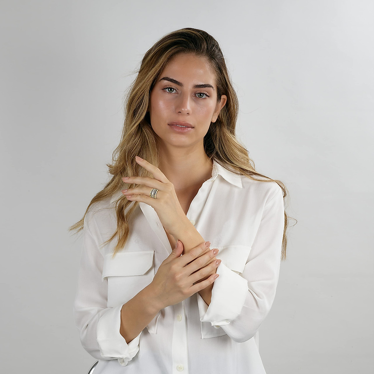 925 Sterling Silver 9k Gold Spinning Rings Birkat Kohanim May The Lord Bless You And Keep You Safe Numbers 6:24 Priestly Blessing 0.48 White Round Cubic Zirconia Jewish Israel Gifts Hebrew Kabbalah,