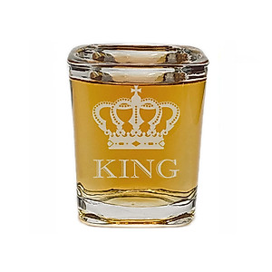 Rogue River Tactical Square Funny King Shot Glass Gift For Him Husband Dad Father Joke Gag Gift