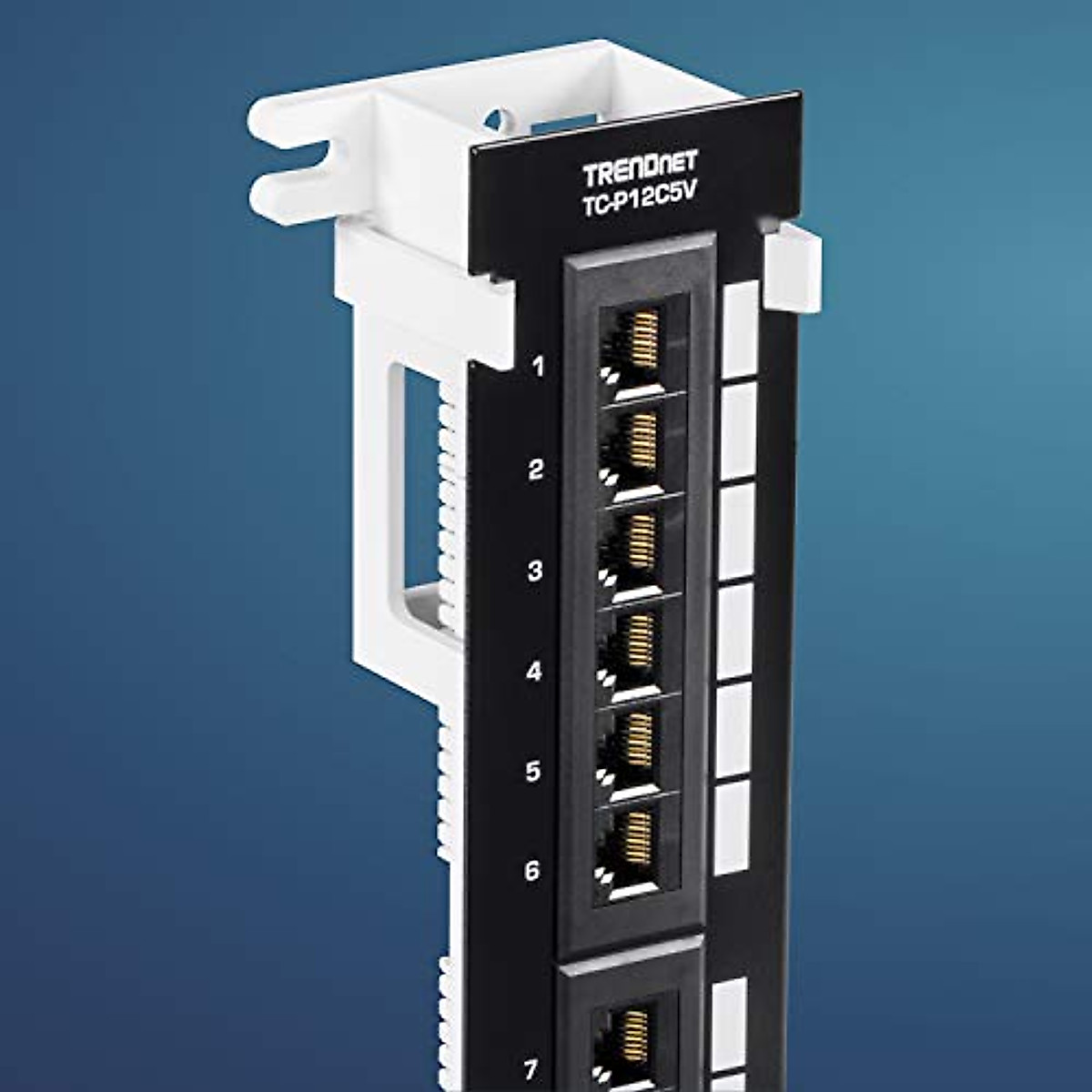 TRENDnet 12-Port Cat5e Unshielded Patch Panel, Wall Mount, Included 89D Bracket, Vertical or Horizontal Installation, Compatible with Cat5e & Cat6 RJ45 Cabling, Black, TC-P12C5V