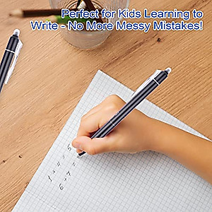 cobee® Erasable Gel Pens, 12 Pieces 0.5mm Retractable Eraser Rollerball Pen Black Ink Erasable Pen Mistakes Disappear Fine Point Pen Writing Planner Drawing School Supplies(Black)