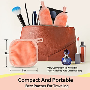 HOMEXCEL Makeup Remover Cloth 12 Pack, Reusable Makeup Remover Pads, Washable Ultra Soft Facial Cleansing Cloths For All Skin Types, 5 X 5 In, Pink