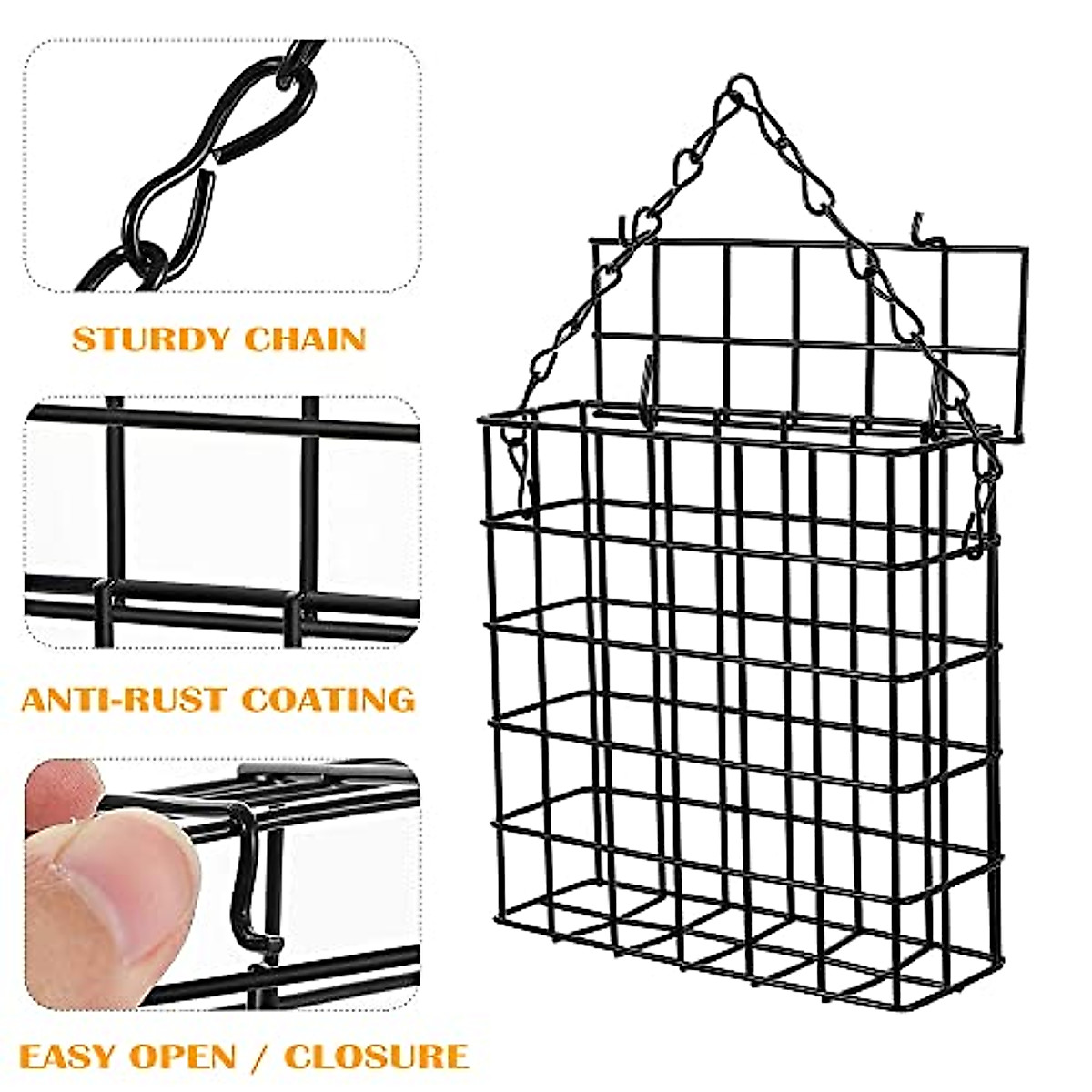 Suet Bird Feeders for Outside Hanging - Pack of 2 pcs x Single Suet Cake Capacity Basket/Cage for Feeding Wild Birds Outdoors/Backyard/Garden