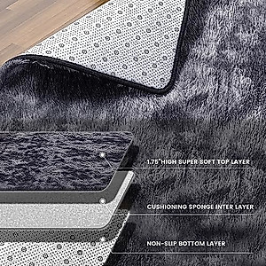 Luxury 8x10 Large Area Rugs for Living Room, Super Soft Fluffy Modern Bedroom Rug, Big Indoor Thick Soft Nursery Rug, Non-Skid Nursery Faux Fur Carpet for Kids Room Home Décor, Tie-Dyed Dark Gray