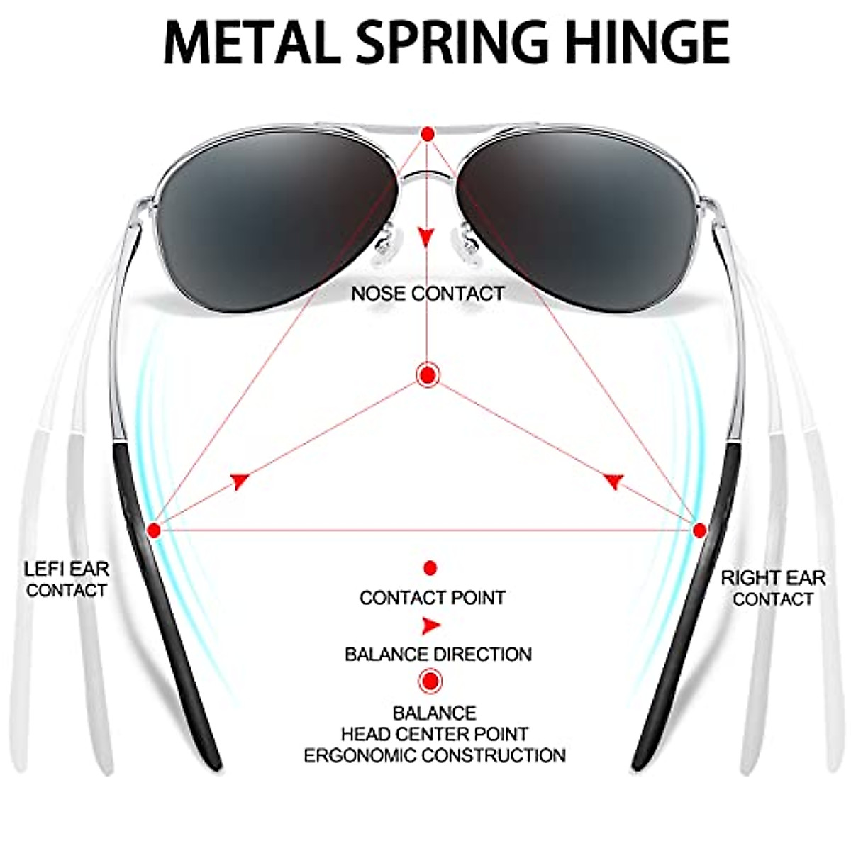 BOTPOV Aviator Sunglasses for Men Women Polarized UV400 Protection Mirrored Lens Metal Frame with Spring Hinges