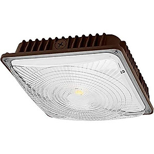 KRLED 100W LED Canopy Light (250W Equivalent) Industrial Waterproof Outdoor High Bay Balcony Car Park Lane Gas Station Ceiling Light 5500K Pack-5