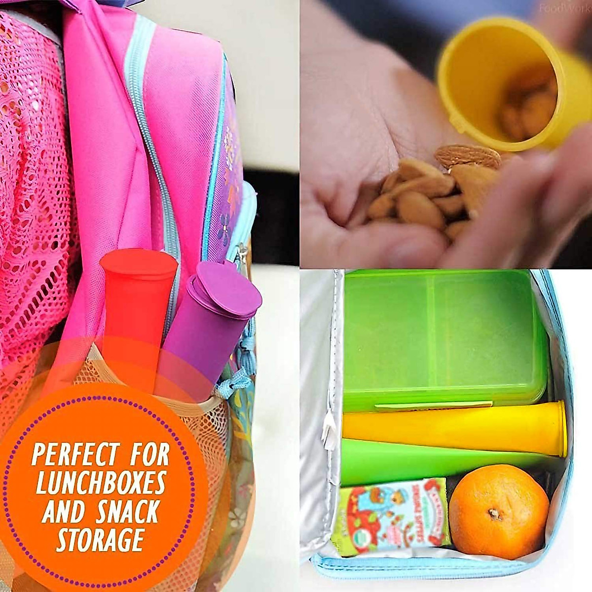 Helpcook Silicone Ice Pop Molds,BPA Free Popsicle Molds with Attached Lids,Reusable DIY Popsicle Molds for Kids,Set of 6 (Pure color)