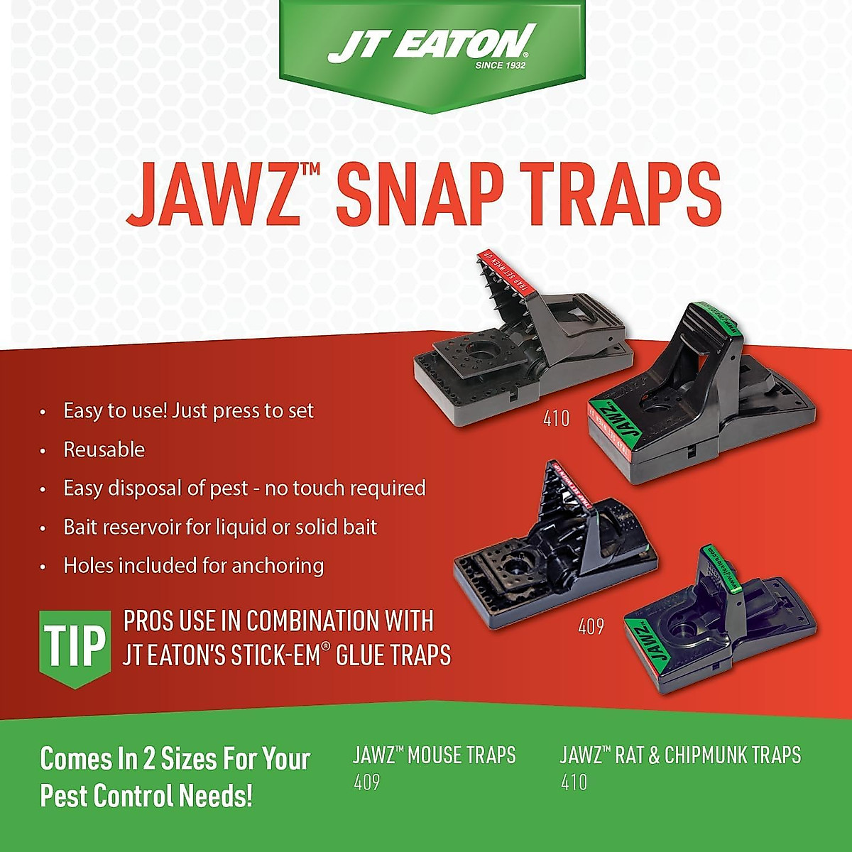 JT Eaton JAWZ Pro Series Snap Trap for Mice 2 pk