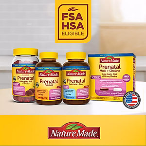 Nature Made Prenatal with Folic Acid + DHA, Prenatal Vitamin and Mineral Supplement for Daily Nutritional Support, 110 Softgels, 110 Day Supply