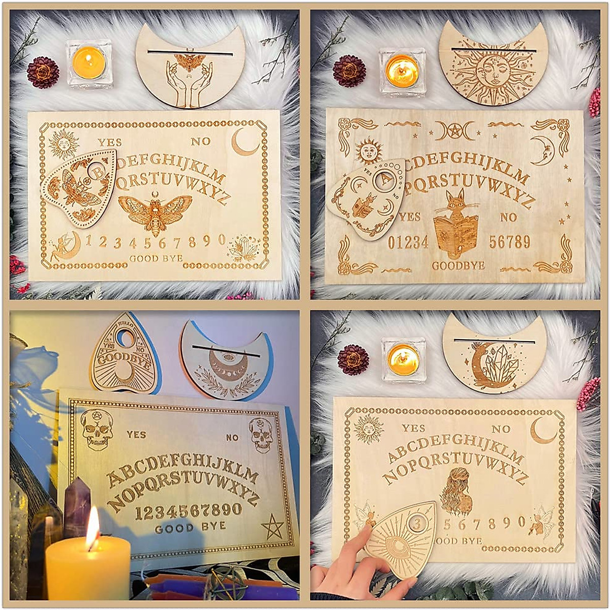 OKDOKEY Black Spirit Board & Tarot Card Stand Kit(3PC) | Black Wooden Laser Engraved Spirit Board | Unique Metaphysical Spirit Game | Talking Board | Seance |Witch Personalized Gift—Classic Series