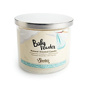 Baby Powder Scented Natural 3 Wick Candle, Essential Fragrance Oils, 100% Soy, Phthalate & Paraben Free, Clean Burning, 14.5 Oz.