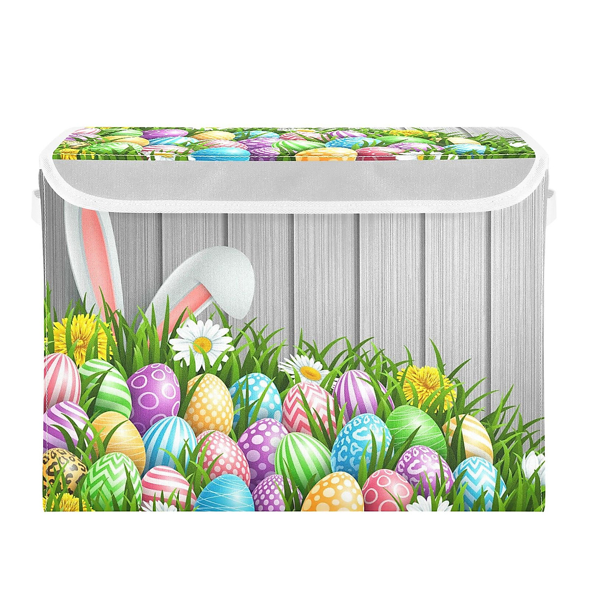 senya Easter Storage Baskets Collapsible Bins with Lids, Flowers Wood Boxes Clothes for Organizing (B06D22020)