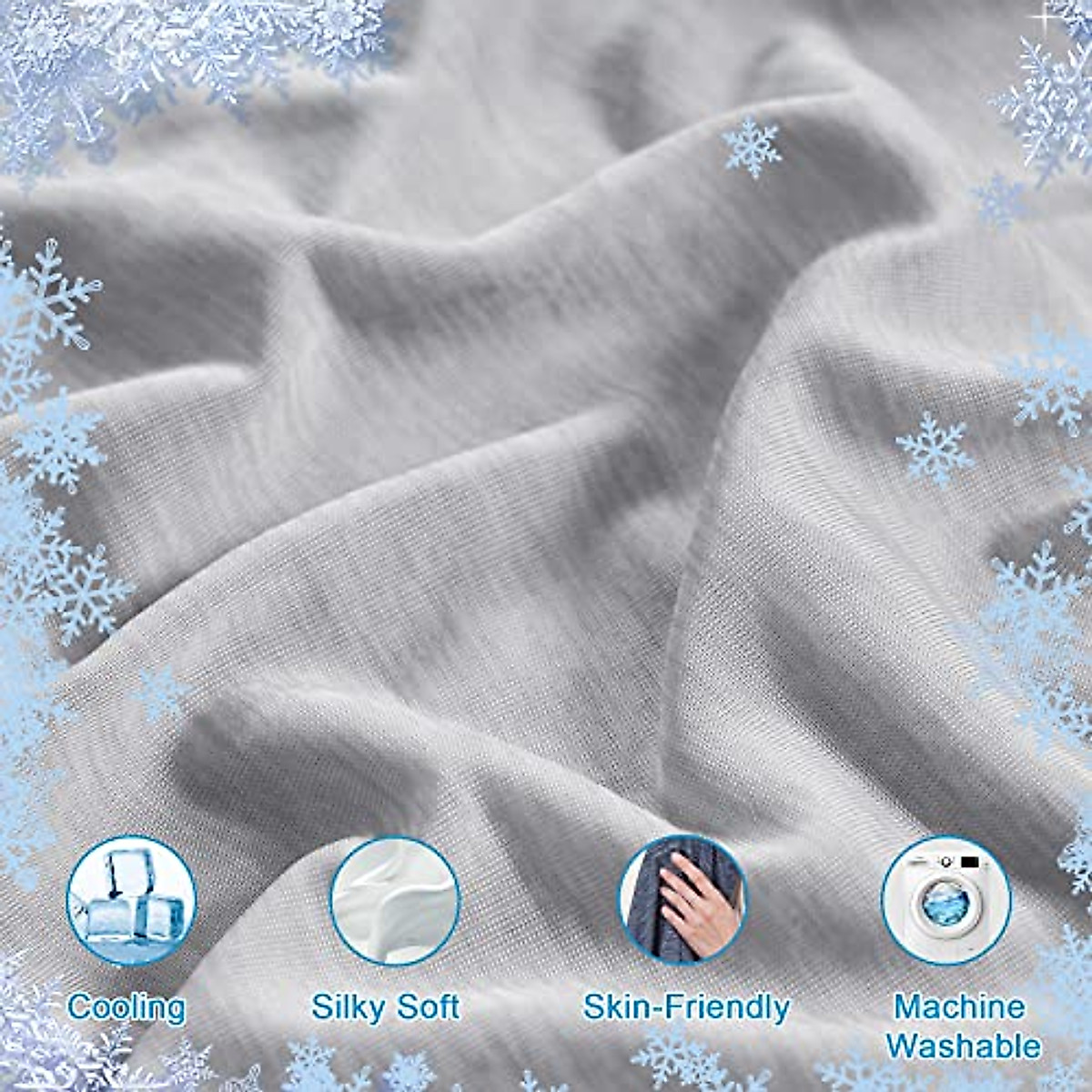 PHF Arc-Chill Cooling Blanket for Hot Sleepers, Queen Size, Absorbs Body Heat to Keep Cool for Night Sweats, Summer Blanket, 90x90 inches, Light Grey