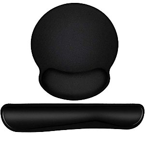 Ergonomic Mouse Pad with Wrist Support, Premium Memory Foam Keyboard Wrist Support Bar and Mouse Wrist Rest Pads Set- for Comfortable Typing &Wrist Pain Relief Mouse Pad with Wrist Support Bar