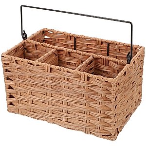 Zerodeko Utensil Basket Utensil Holder Cutlery Storage Basket Make up Iron Woven Basket Cutlery Holder Seagrass Baskets