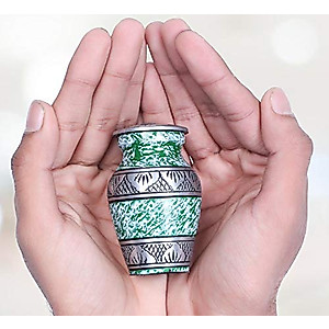 Urn for Human Ashes Set of 4 Mini - A Beautiful and Humble Urn for Your Loved Ones Remains. This Lovely - Urn Will Bring You Comfort Each Time You See It Size 2.8x1.7 inch-Green Combo