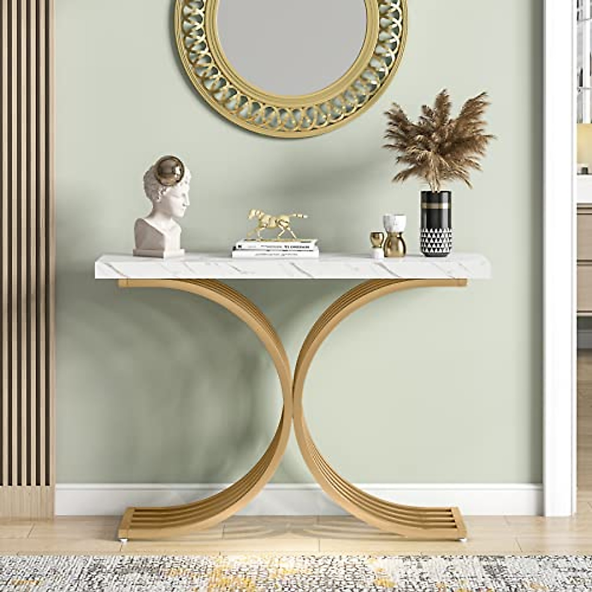 LITTLE TREE 41 inches Gold Entryway Console Table, Sofa Table Accent Table for Living Room