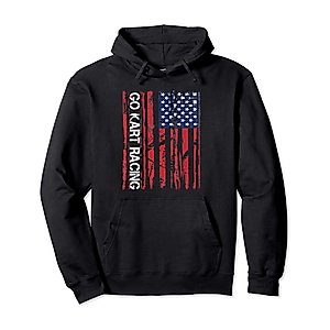 Go Kart Racing American Flag Go Cart Racer Pullover Hoodie