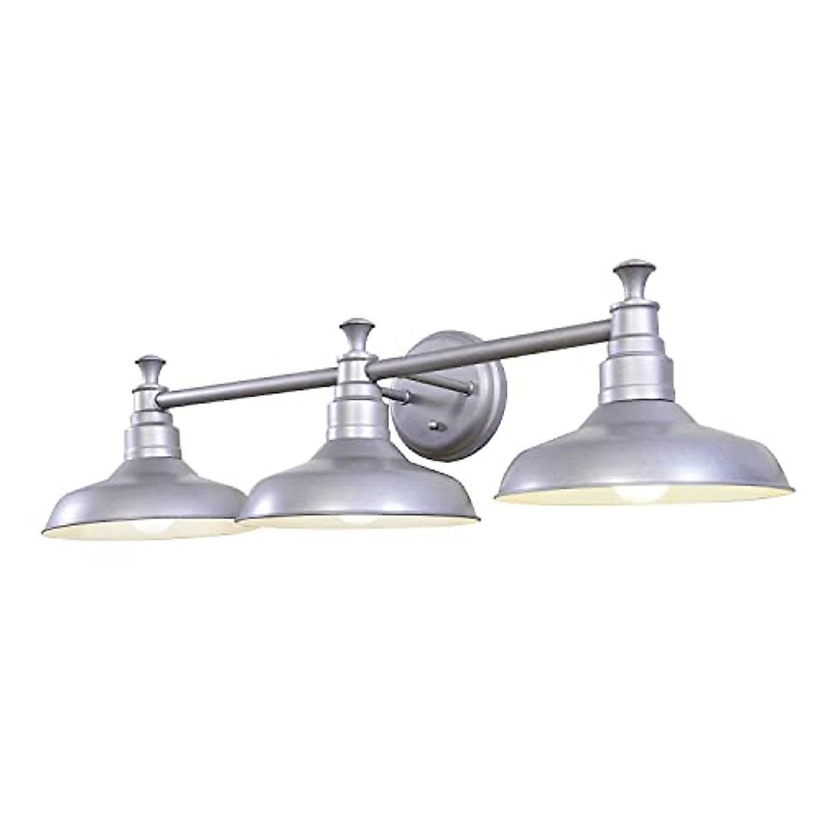 Design House 520312 Kimball Industrial Farmhouse 3-Light Indoor Bathroom Vanity Light with Metal Shades for Over the Mirror, Galvanized Paint