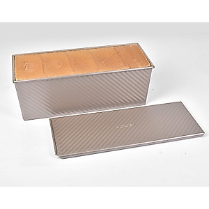 Monfish Large Loaf Pan w Lid Pullman Bread Pan 2.2lb dough Aluminized Steel Commercial Grade Non Stick Loaf Baking Pan