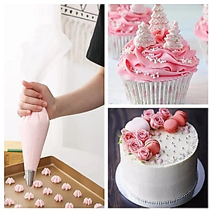 AMBESTAR 24 Inch Extra Large Piping Bags Disposable, Thickened 100Pcs Disposable Clear Plastic Icing Piping Bags, Food Grade Cake Decorating Bags for Dessert, Pastry, Cookies, Cupcake Decorating