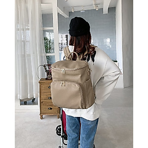 LULUPAK Diaper Bag 6-in-1 Backpack with USB (Beige)