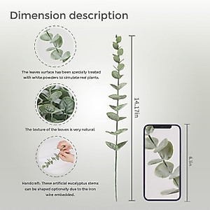 Tiyard 18pcs Eucalyptus Stems Artificial Eucalyptus Leaves Stems Real Grey Green Touch Leaf Branches for Home Office Flowers Bouquet Centerpiece Wedding Decoration