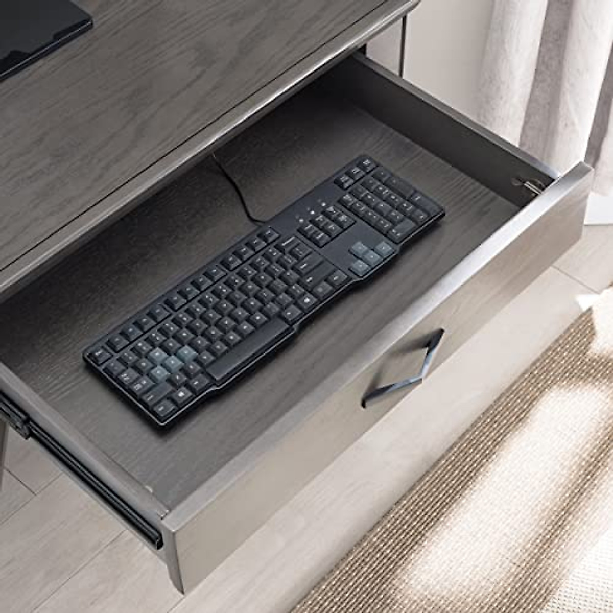 Leick Home Chisel & Forge Corner Computer Desk, Smoke Gray/Matte Black