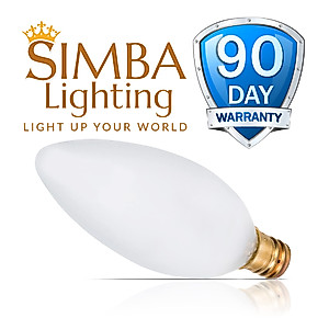 Simba Lighting Candelabra Torpedo Frosted B10 40W E12 Base (12 Pack) Decorative Incandescent Light Bulbs 120V for Chandeliers, Ceiling Fan Lights, Pendants, Wall Sconces, Dimmable, Warm White 2700K
