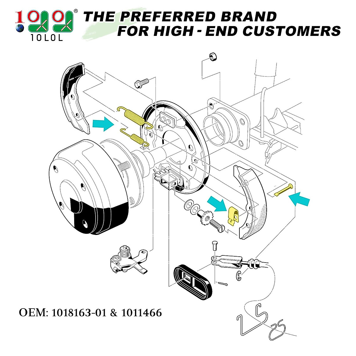 10L0L Brake Shoes Spring Kit for Club Car DS Precedent Golf Carts 1980-UP, Replace OEM#1018163-01 1011466