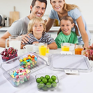 Wuoerr Snack Box Container, Portable Snack Box Container, Divided Serving Tray with Lid and Snackle Box, Clear Organizer for Veggie, Tray, Candy, Fruits, Nuts, Snacks (4 Compartments)
