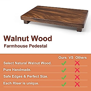 Wood Riser for Display Walnut Wood Pedestal Stand, Farmhouse Decor Soap Tray, Displays Your Plant Bottles Candles for Your Home Kitchen (Large, 12 x 7.1 x1.57Inch)
