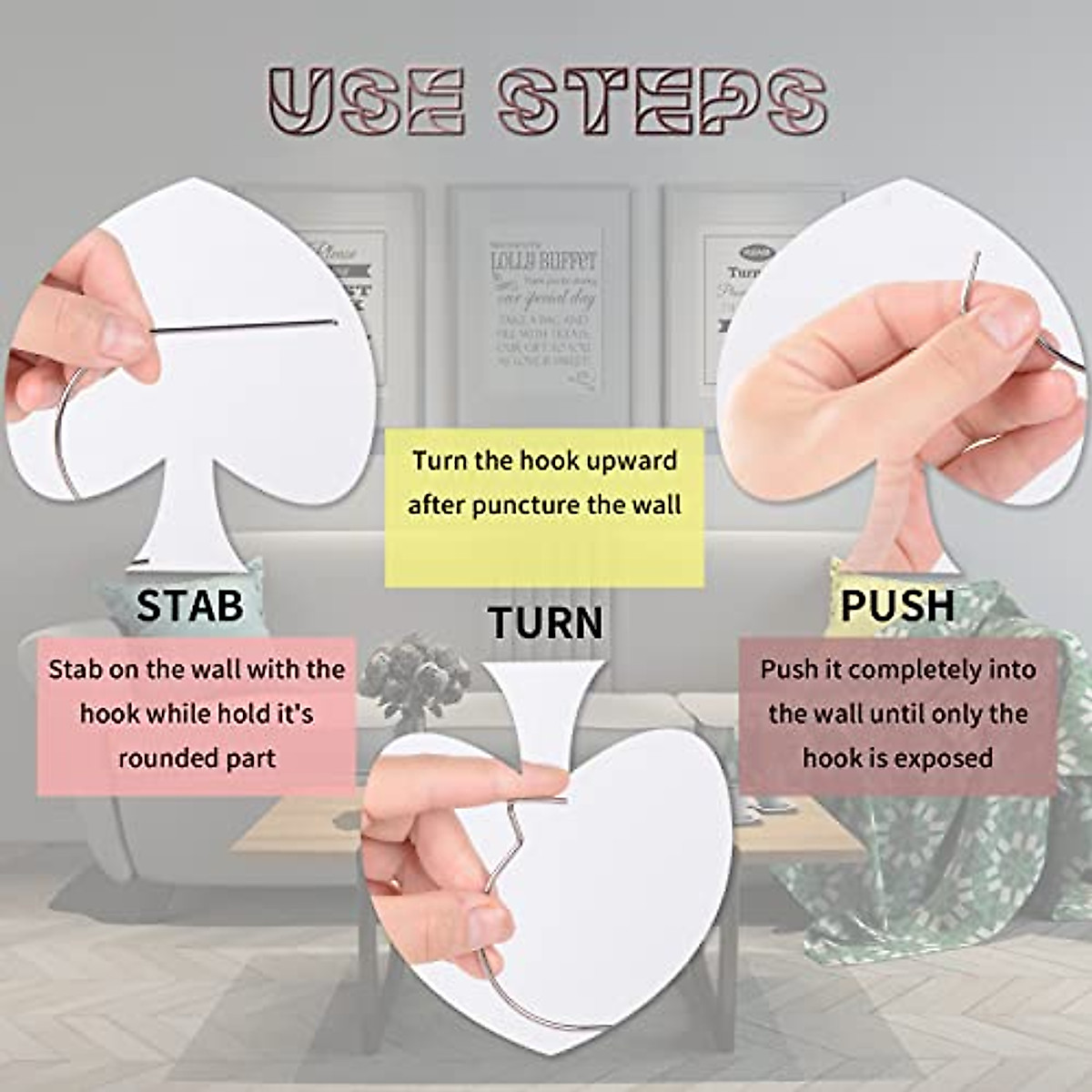 35 Pack Picture Hangers, BACUTHY Hercules Hooks for Hanging Photo Frame, Mirror and More - Wall Hangers Without Nails, Heavy Duty&Less Damage