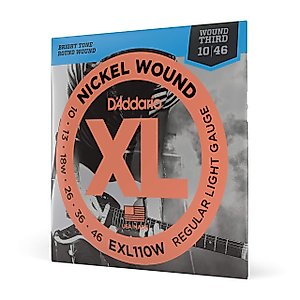 D'Addario Guitar Strings - XL Nickel Electric Guitar Strings - EXL110W - Perfect Intonation, Consistent Feel, Reliable Durability - For 6 String Guitars - 10-46 Regular Light Wound Third