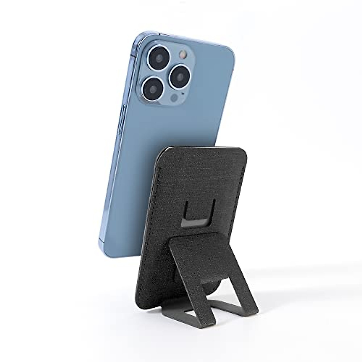 ergomi Ares MagSafe Wallet Stand for iPhone 14/13/12 Series, Ultra Slim 2 in 1 Magnetic Phone Stand with Card Holder & Finger Grip, Detachable & Adjustable with Portrait/Landscape Viewing Mode, Black