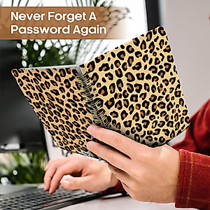 Password Book with Alphabetical Tabs, 5.5" x 6.7" Spiral Password Book, Small Password Books for Seniors, Password Keeper Book to Help You Stay Organized - Leopard